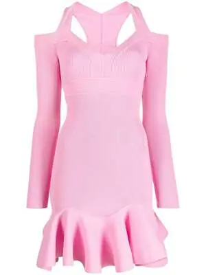 Alexander McQueen V-neck Mini Dress - Pink