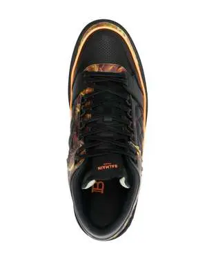 Balmain B-court Flame-print Leather Sneakers