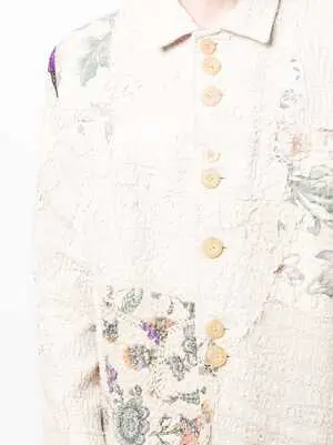 By Walid Embroidered-patchwork Cotton Shirt Jacket