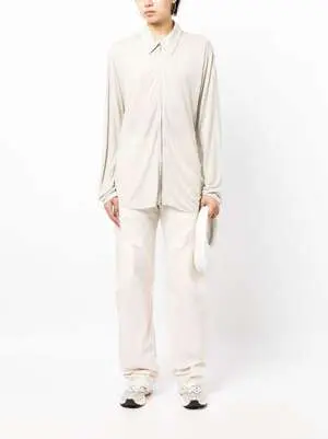 POST ARCHIVE FACTION Zip-up Lyocell Shirt