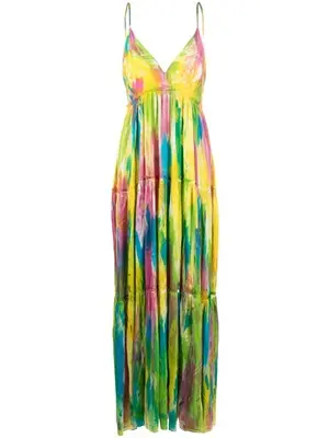 Avant Toi Painterly-print Silk Long Dress