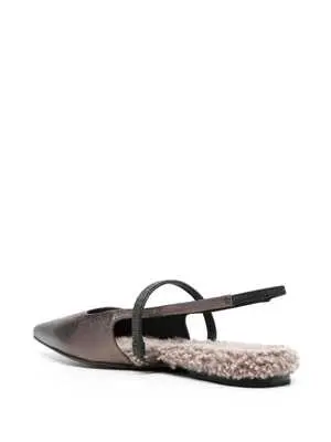 Brunello Cucinelli Glittered Flat Ballerina Shoes