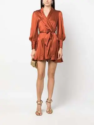 Zimmermann V-neck Wrap Silk Minidress