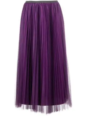 Fabiana Filippi Pleated Tulle Midi Skirt - Purple
