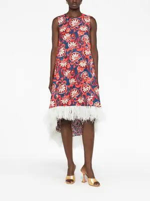 La DoubleJ La Scala Feather-trim Dress