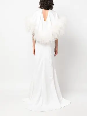 Attico Feather-trim Cut-out Gown