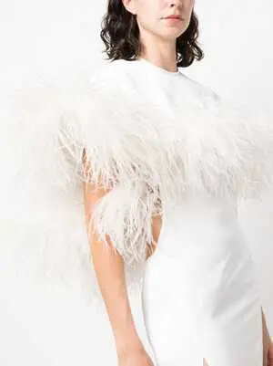Attico Feather-trim Cut-out Gown