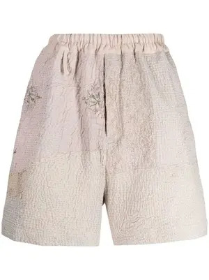 By Walid Embroidered Linen-cotton Shorts