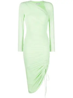 SELF-PORTRAIT Ruched Mesh Midi Dress