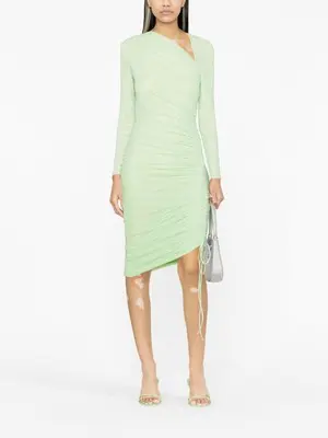 SELF-PORTRAIT Ruched Mesh Midi Dress