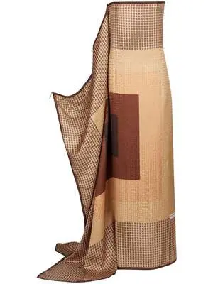 Balmain Monogram-print Silk Maxi Dress