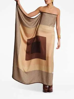 Balmain Monogram-print Silk Maxi Dress
