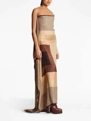 Balmain Monogram-print Silk Maxi Dress