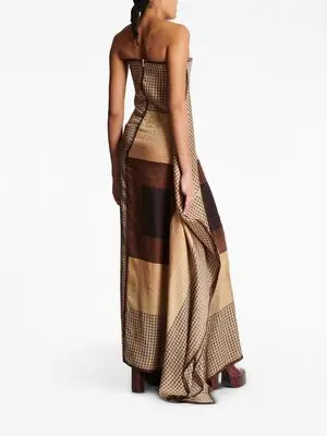 Balmain Monogram-print Silk Maxi Dress