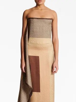 Balmain Monogram-print Silk Maxi Dress