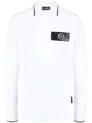 PLEIN SPORT Long-sleeve Cotton Polo Shirt - White