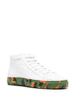 HIDE&JACK Crocodile Effect High Top Sneakers - White