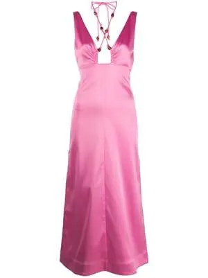 GANNI Halterneck Midi Dress - Pink