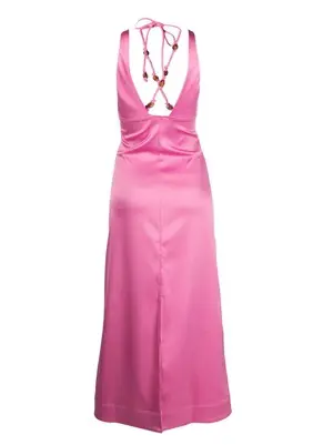 GANNI Halterneck Midi Dress - Pink
