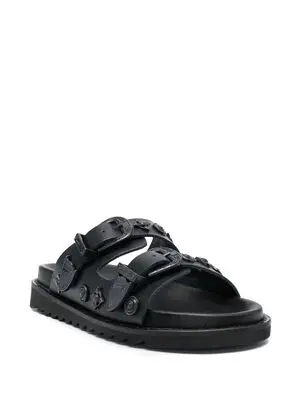 Toga Stud-embellished Leather Slides - Black