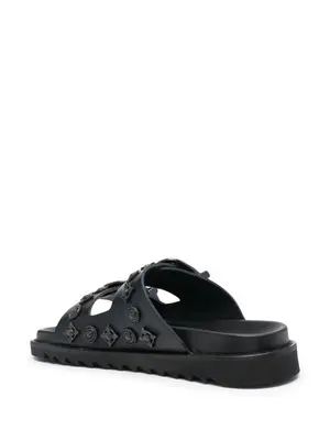 Toga Stud-embellished Leather Slides - Black