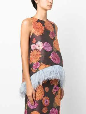 La DoubleJ La Scala Feather-trim Top