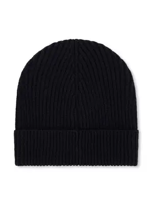 Dolce & Gabbana Ribbed Knit Beanie With Silver-tone Logo Plaque
