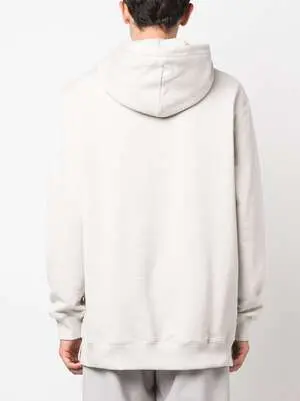 LANVIN Logo-embroidered Fleece Hoodie - Grey