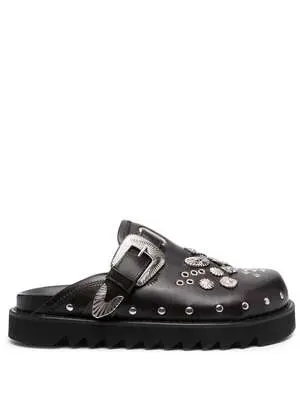 TOGA VIRILIS Studded Leather Slippers - Brown