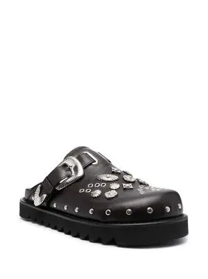 TOGA VIRILIS Studded Leather Slippers - Brown