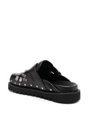 TOGA VIRILIS Studded Leather Slippers - Brown