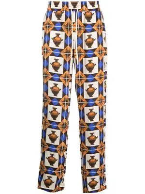 Drole De Monsieur Zalij-pattern Wide-leg Trousers - Brown