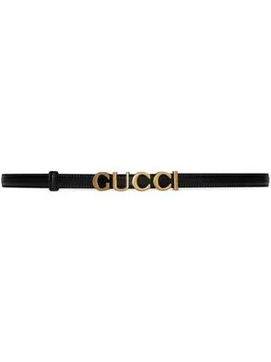 Gucci Logo-buckle Thin Leather Belt