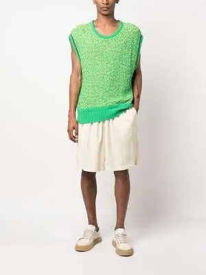 BONSAI Elasticated-waistband Wool Bermuda Shorts - Neutrals