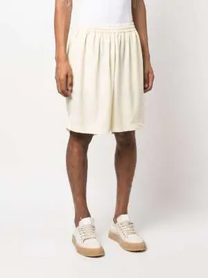 BONSAI Elasticated-waistband Wool Bermuda Shorts - Neutrals