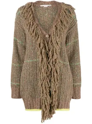 Stella McCartney Cable-knit Tweed Cardigan Coat - Brown