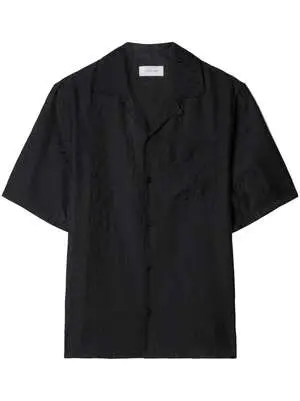 Off-White Logo-jacquard Camp-collar Shirt - Black