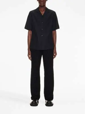Off-White Logo-jacquard Camp-collar Shirt - Black