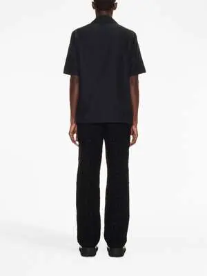 Off-White Logo-jacquard Camp-collar Shirt - Black