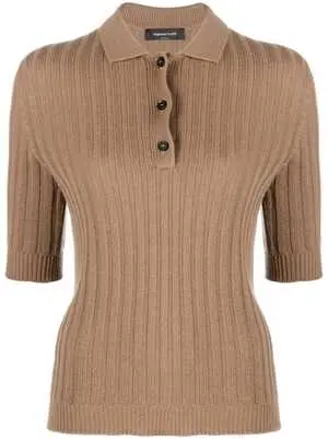 Fabiana Filippi Ribbed-knit Cashmere Polo Top