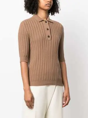 Fabiana Filippi Ribbed-knit Cashmere Polo Top