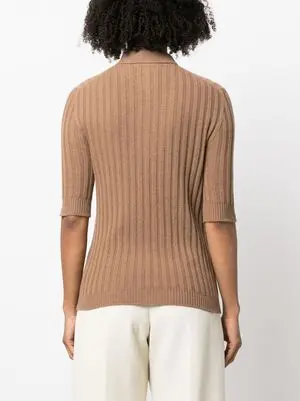 Fabiana Filippi Ribbed-knit Cashmere Polo Top