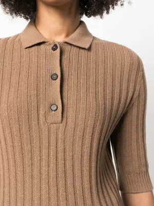 Fabiana Filippi Ribbed-knit Cashmere Polo Top