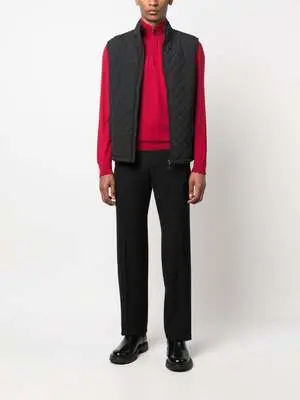 Pal Zileri High-neck Virgin Wool-silk Zip-up Sweatshirt - Red