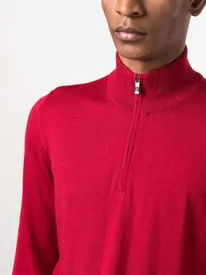 Pal Zileri High-neck Virgin Wool-silk Zip-up Sweatshirt - Red