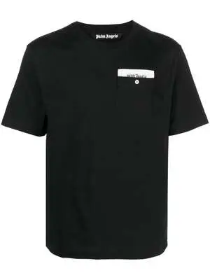 Palm Angels Logo-tape Cotton T-shirt - Black