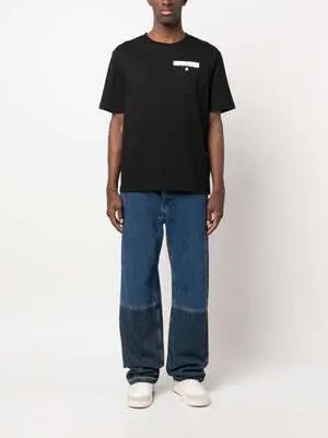 Palm Angels Logo-tape Cotton T-shirt - Black