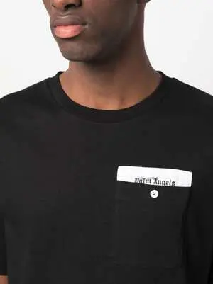 Palm Angels Logo-tape Cotton T-shirt - Black