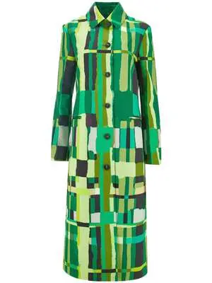FERRAGAMO Abstract-print Single-breasted Coat