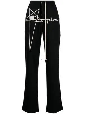 Rick Owens Logo-embroidered Track Trousers